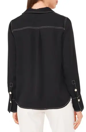 Vince Camuto Topstitch Utility Shirt - Rich Black