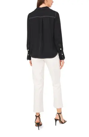 Vince Camuto Topstitch Utility Shirt - Rich Black