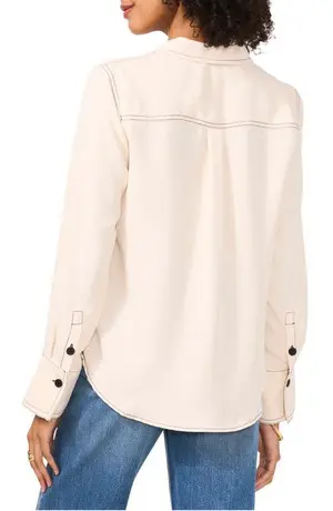 Vince Camuto Topstitch Utility Shirt - Soft Cream