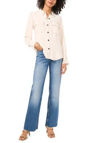 Vince Camuto Topstitch Utility Shirt - Soft Cream