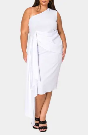 L I V D Esme Draped One-shoulder Dress - White