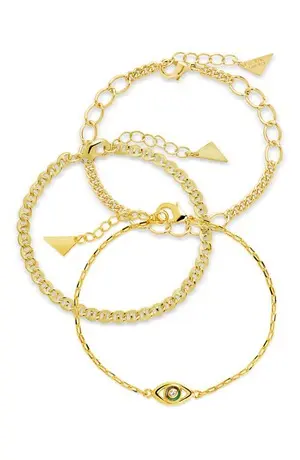 Sterling Forever Set Of 3 Chain Bracelets - Gold