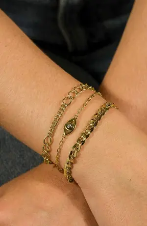Sterling Forever Set Of 3 Chain Bracelets