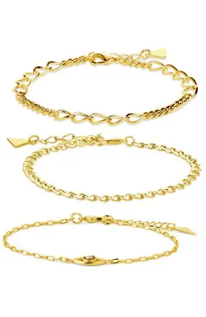 Sterling Forever Set Of 3 Chain Bracelets