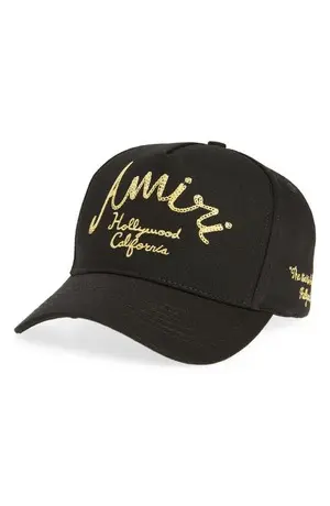 Amiri Hollywood Embroidered Cotton Canvas Baseball Cap