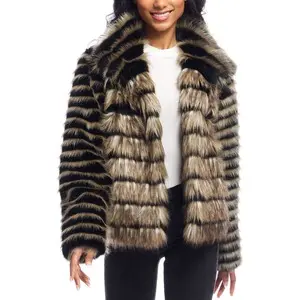 Fabulous Furs Front Row Faux Fur Jacket - Brown Multi