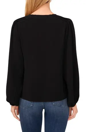 CECE DUPRAZ Circle Trim Pintuck Top - Rich Black