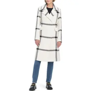 Vince Camuto Plaid Wool-blend Coat