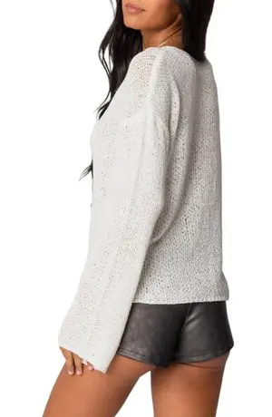 EDIKTED Relaxed Lightweight Sweater - White