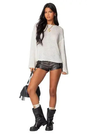 EDIKTED Relaxed Lightweight Sweater - White