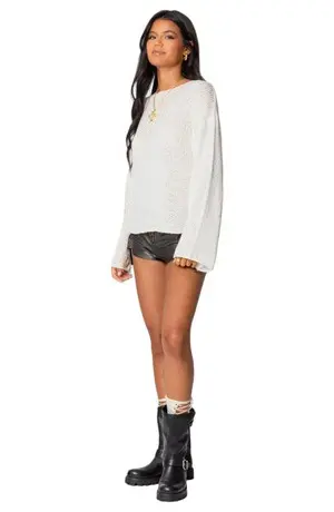 EDIKTED Relaxed Lightweight Sweater - White
