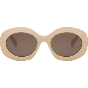 Celine Triomphe 54mm Round Sunglasses - Shiny Beige / Brown