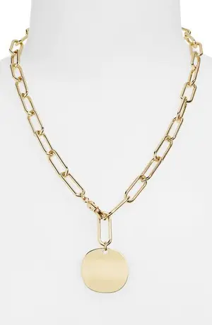 Nordstrom Paper Clip Chain Medallion Pendant Necklace