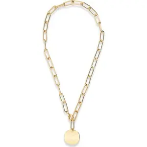 Nordstrom Paper Clip Chain Medallion Pendant Necklace - Gold