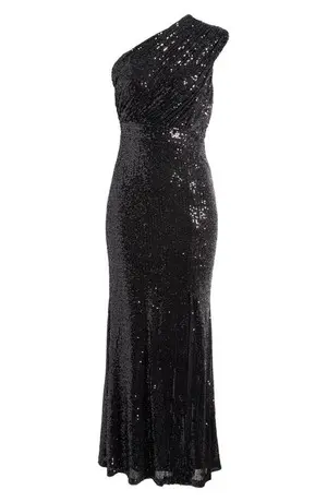 Vince Camuto Sequin One-shoulder Gown - Black