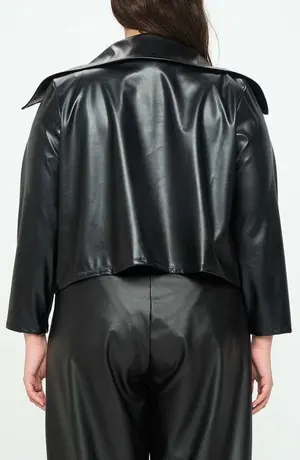 L I V D Ryder Faux Leather Crop Jacket