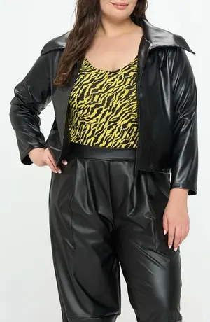 L I V D Ryder Faux Leather Crop Jacket