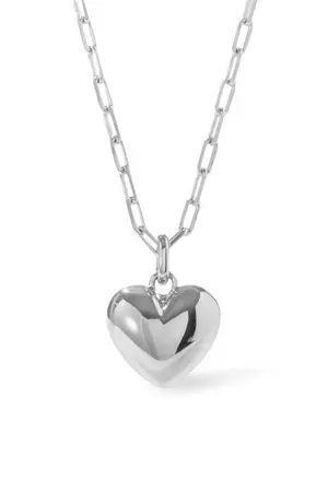 ANA LUISA Puffed Heart Pendant Necklace - Silver