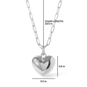 ANA LUISA Puffed Heart Pendant Necklace - Silver