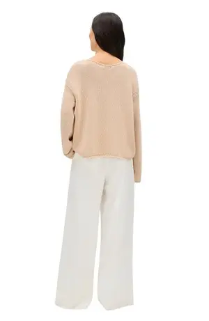Another Tomorrow Draped Knit Sweater - Sand
