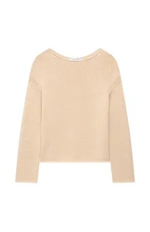 Another Tomorrow Draped Knit Sweater - Sand