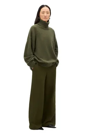 Another Tomorrow Oversized Luxe Turtleneck - Moss