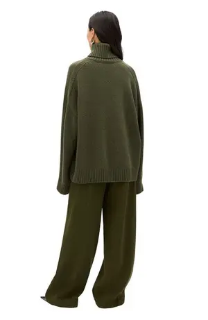 Another Tomorrow Oversized Luxe Turtleneck - Moss