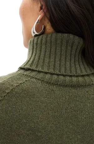 Another Tomorrow Oversized Luxe Turtleneck - Moss