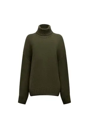 Another Tomorrow Oversized Luxe Turtleneck - Moss