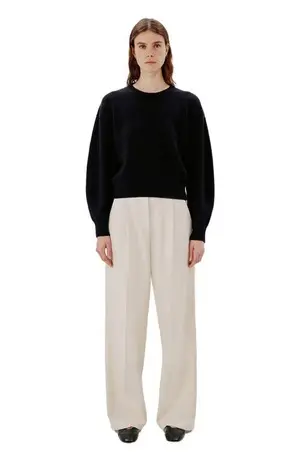 Another Tomorrow Cashmere Knit Sweatshirt - Black