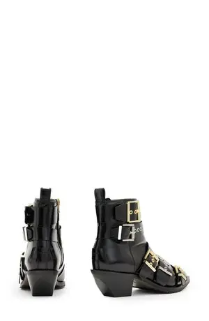 ALLSAINTS Jane Buckle Leather Bootie - Black