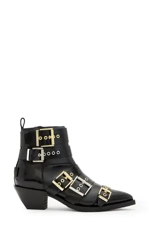 ALLSAINTS Jane Buckle Leather Bootie - Black