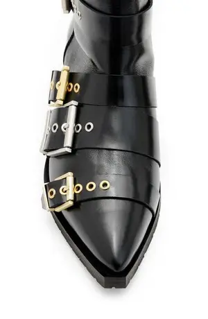 ALLSAINTS Jane Buckle Leather Bootie - Black