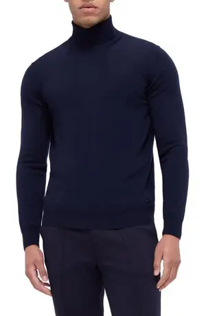 Bugatchi Sawyer Merino Wool Turtleneck Sweater - Navy