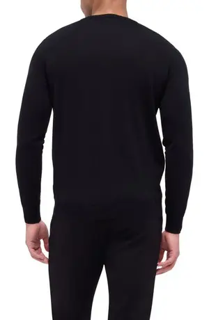 Bugatchi Scott Crewneck Merino Wool Sweater - Black