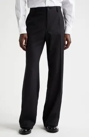 Dolce & Gabbana Pintuck Stretch Virgin Wool Straight Leg Trousers - N0000 Nero