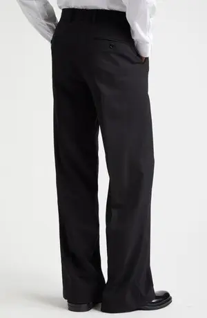 Dolce & Gabbana Pintuck Stretch Virgin Wool Straight Leg Trousers - N0000 Nero