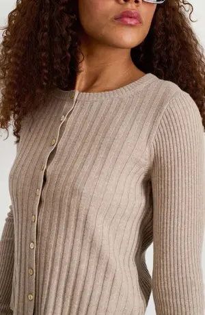 ALEX MILL Ribbed Wool-cashmere Cardigan - Pumice