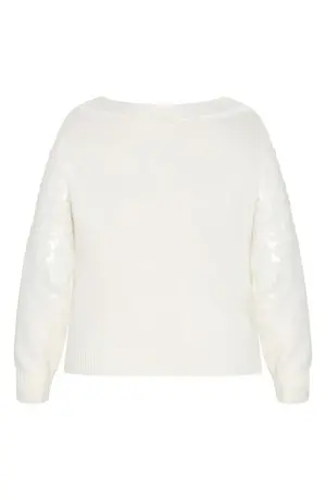City Chic Braylin Embellished Sweater - Ivory