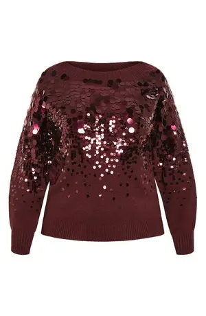 City Chic Braylin Embellished Sweater - Oxblood