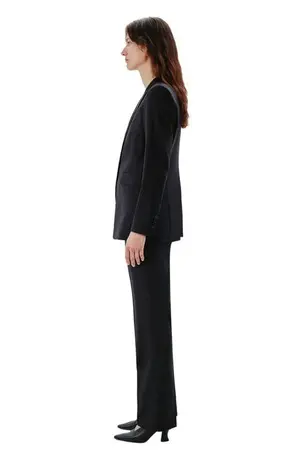 Another Tomorrow Single-button Peak Lapel Jacket - Black