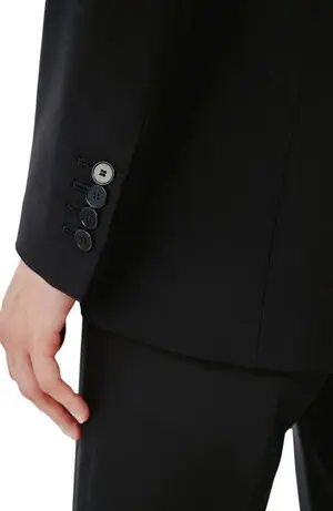 Another Tomorrow Single-button Peak Lapel Jacket - Black
