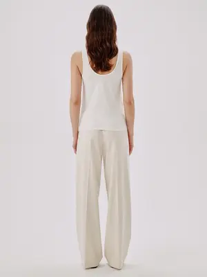 Another Tomorrow Slim Fit Tank Top - White