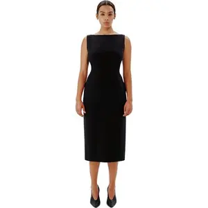 Another Tomorrow Doppio Boatneck Midi Dress