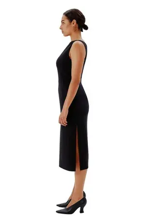 Another Tomorrow Doppio Boatneck Midi Dress