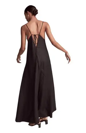 Another Tomorrow Seamed Slip Maxi Dress - Black