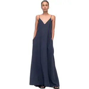 Women's V-Neck Maxi Dresses with Pockets