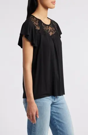Loveappella Yoke Swing Top - Black