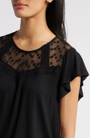 Loveappella Yoke Swing Top - Black