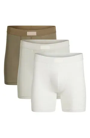 SKIMS 3-pack 5-inch Stretch Cotton & Modal Boxer Briefs Army Multi